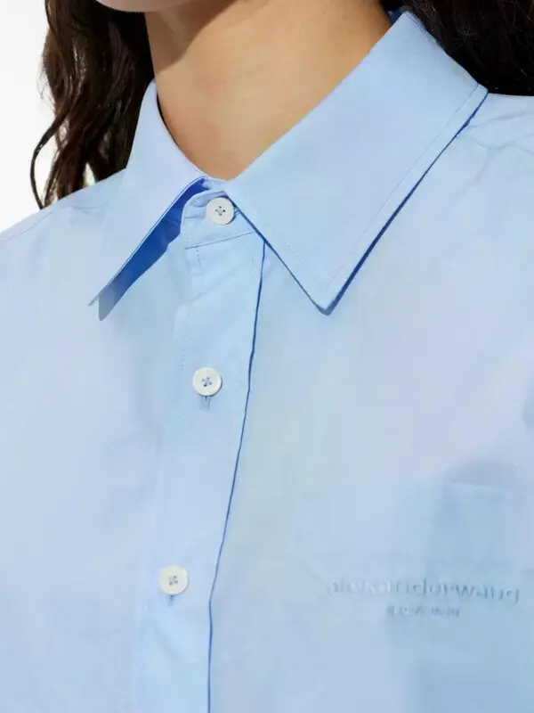 Alexander Wang Cropped Cotton Shirt With Embroidered Logo