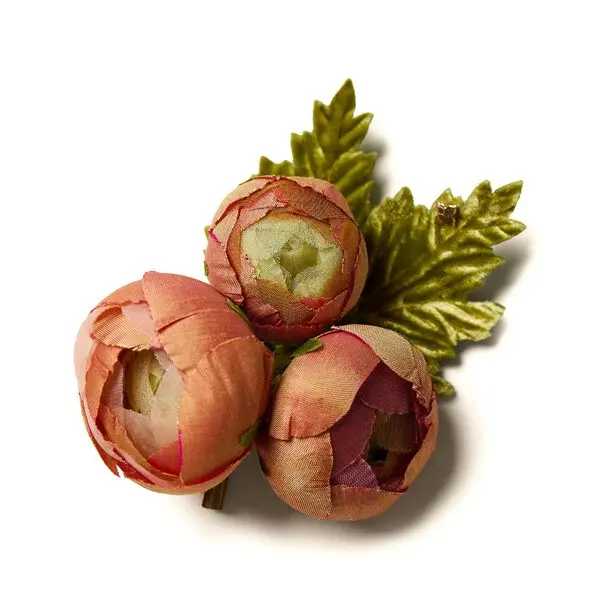 HELENA SIMON Ranunculus Floral Brooch - Orange