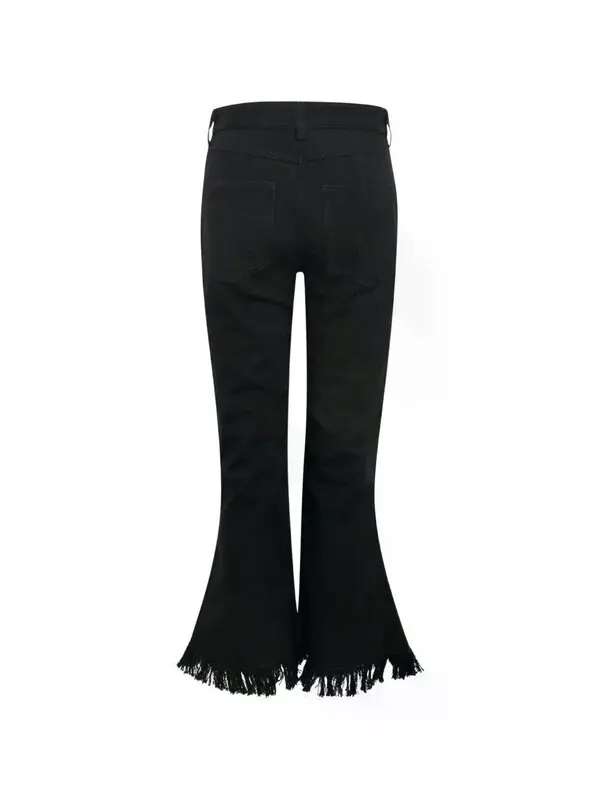MSGM Cotton Flared Trousers With Frayed Hem