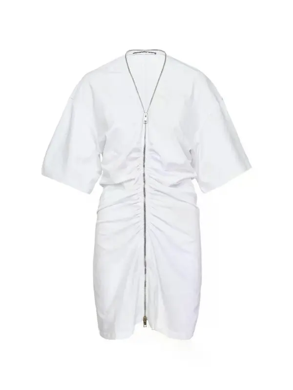 Alexander Wang Zip-up Gathered Mini Dress - White
