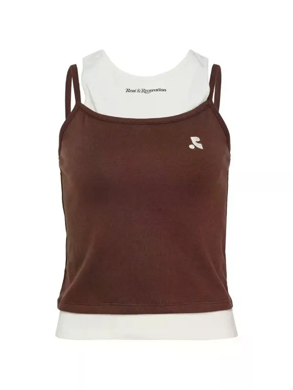 REST & RECREATION Layered Logo-embroidered Tank Top