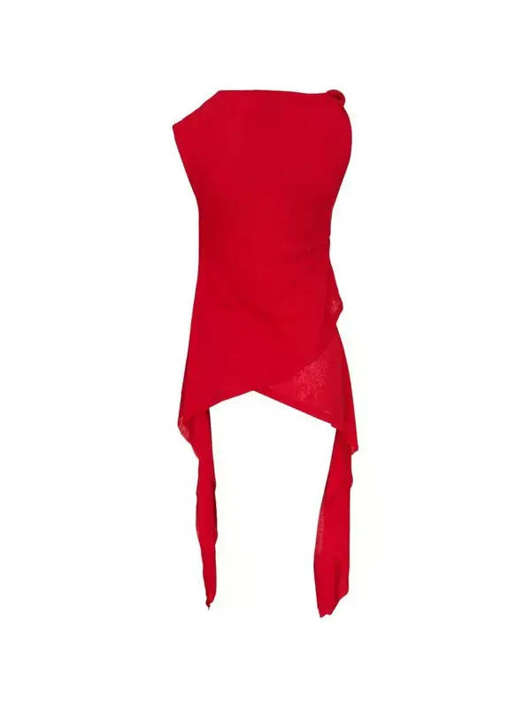 GANNI Knot-detail Asymmetric Tank Top - Red