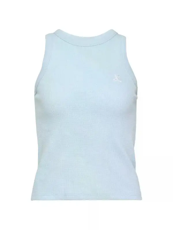 REST & RECREATION Embroidered Logo Cotton Waffle Knit Tank Top