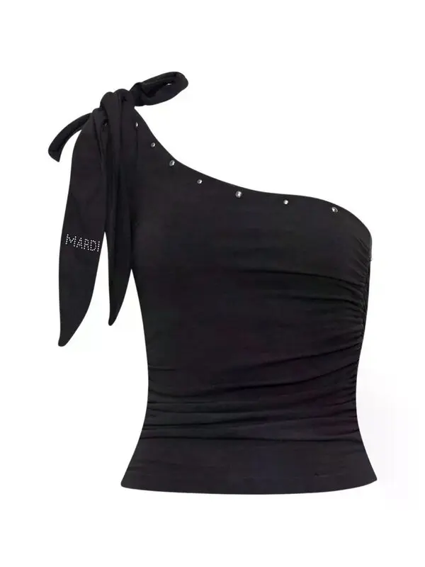 Mardi Mercredi Studded Bow Detail One-shoulder Top