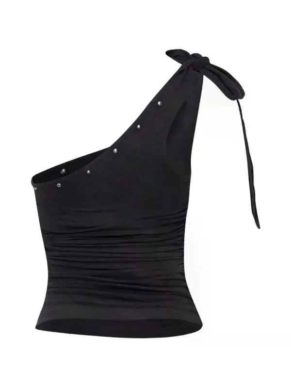 Mardi Mercredi Studded Bow Detail One-shoulder Top