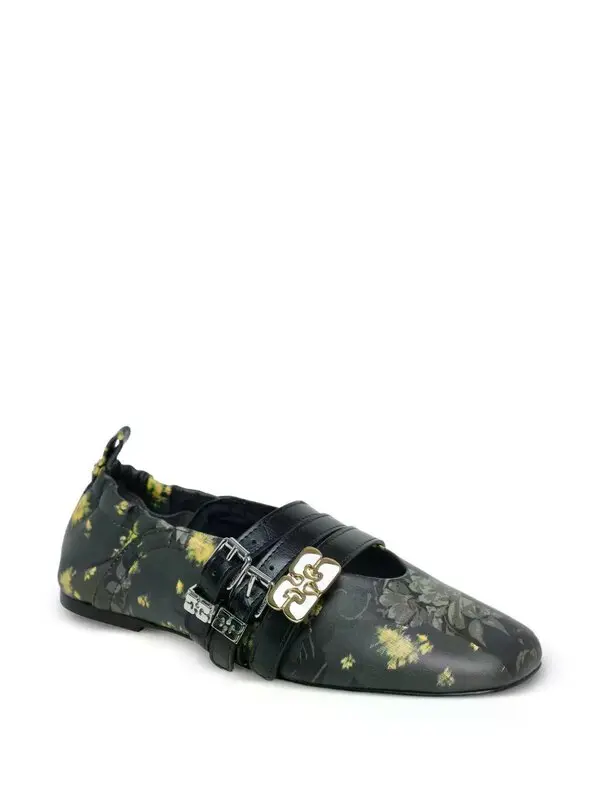 GANNI Floral Print Ballet Flats