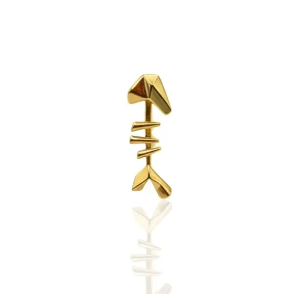 FRENVYRN Mars 18k Vermeil Fish Bone Drop Stud Earring - Gold