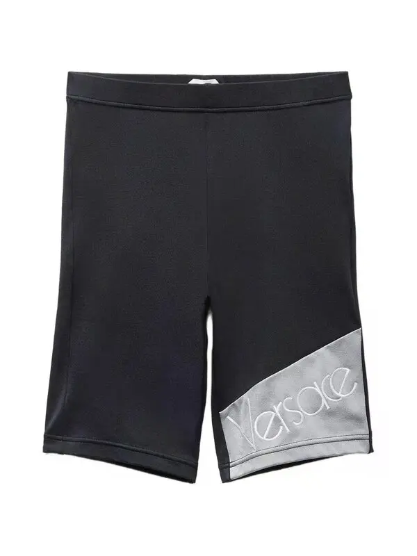 Versace Embroidered Logo Bicycle Shorts
