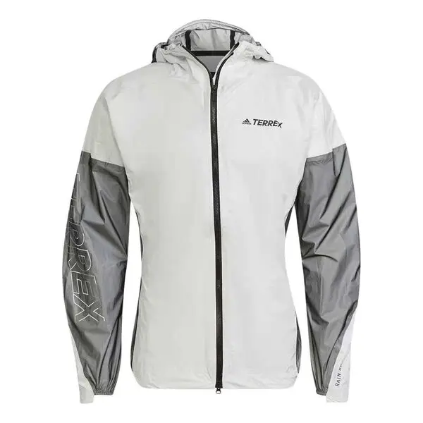 Adidas Terrex Agravic Pro Trail Running Rain Jacket - White/black