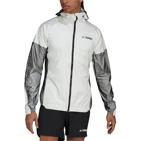 Adidas Terrex Agravic Pro Trail Running Rain Jacket - White/black