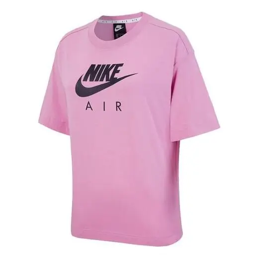 Nike Logo Print Short Sleeve Top - Pink