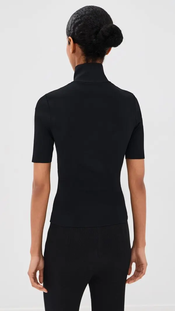 COURREGES Zipped Mockneck Knit Top - Black