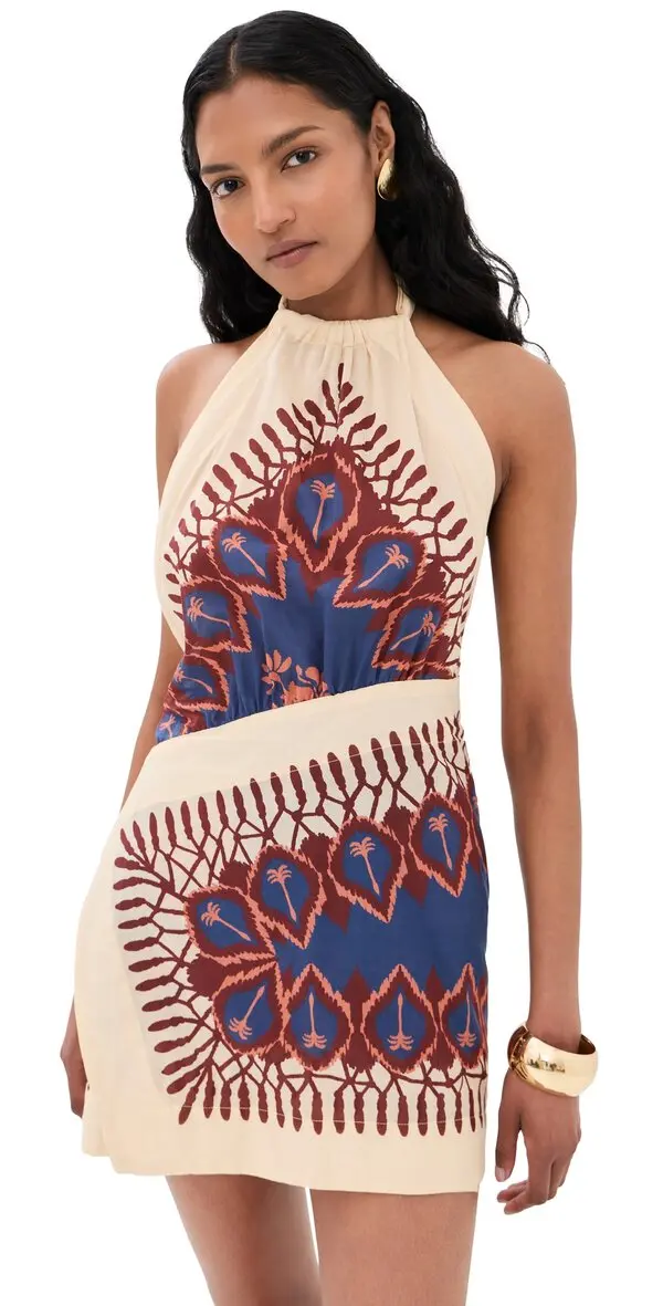 Johanna Ortiz Salt Dreamer Mini Dress - Ecru/blue