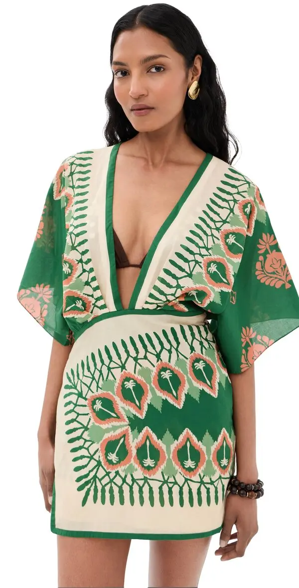 Johanna Ortiz Inundada De Color Mini Dress - Green/ecru