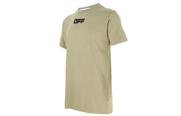 Off-White Logo Printing Round Neck Short Sleeve Ordinary Version Green