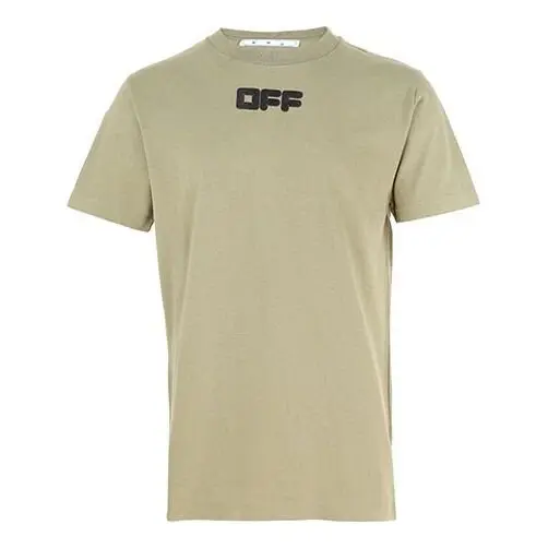 Off-White Logo Printing Round Neck Short Sleeve Ordinary Version Green - Multi-color