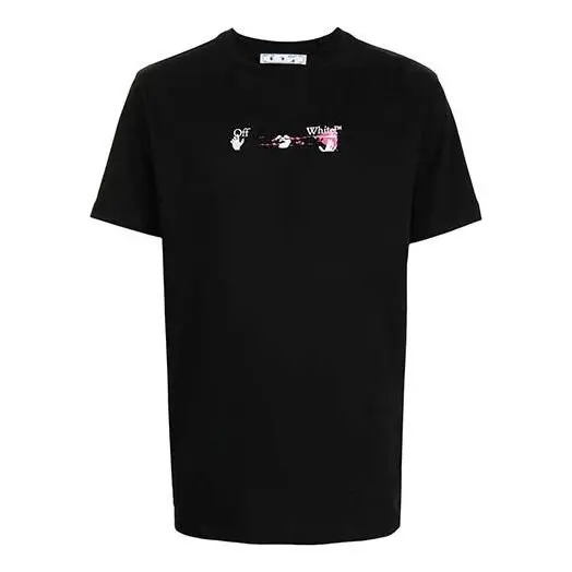 Off-White Arrow Pattern Round Neck Tee White Pink