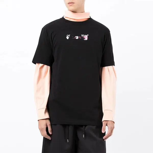 Off-White Arrow Pattern Round Neck Tee White Pink