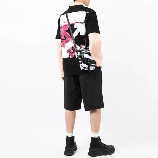 Off-White Arrow Pattern Round Neck Tee White Pink