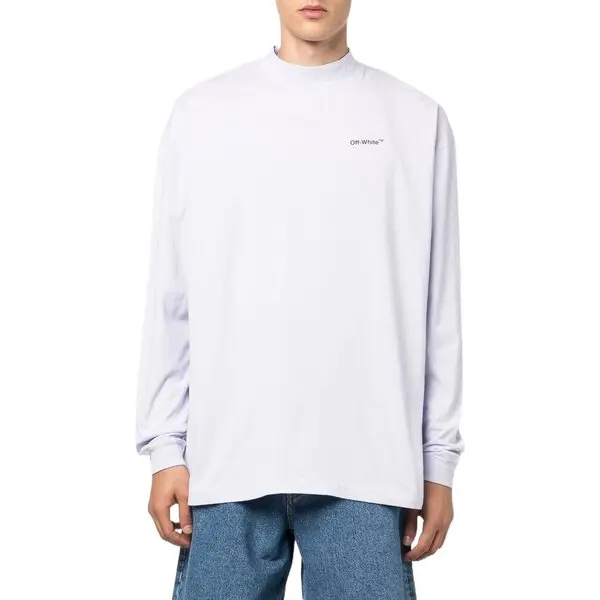 Off-White Fw22 Solid Color Arrow Pattern Logo Printing Round Neck White