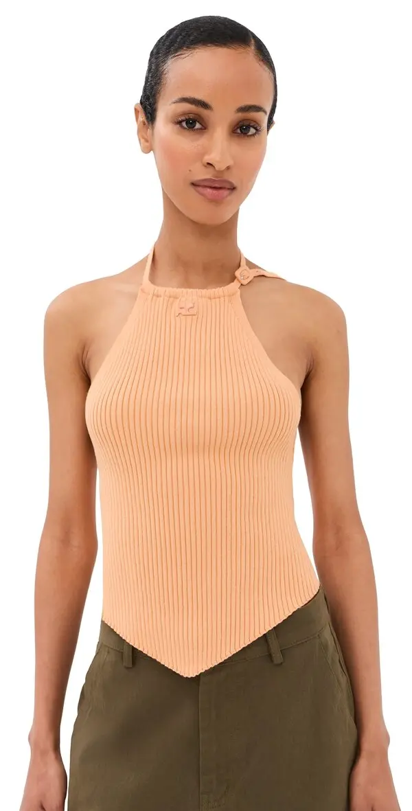 COURREGES Pointy Rib Knit Top - Light Sunset