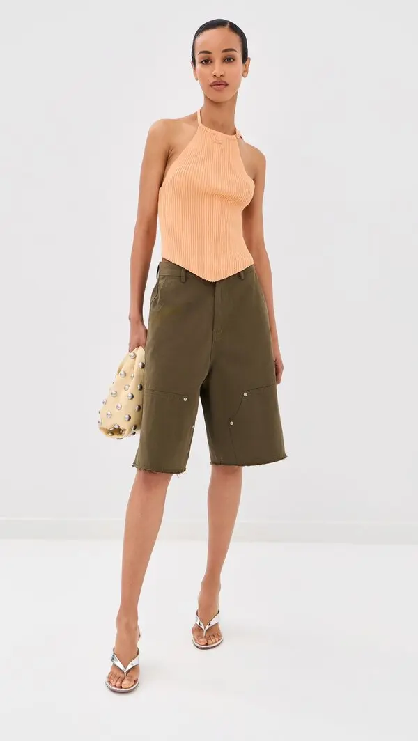 COURREGES Pointy Rib Knit Top