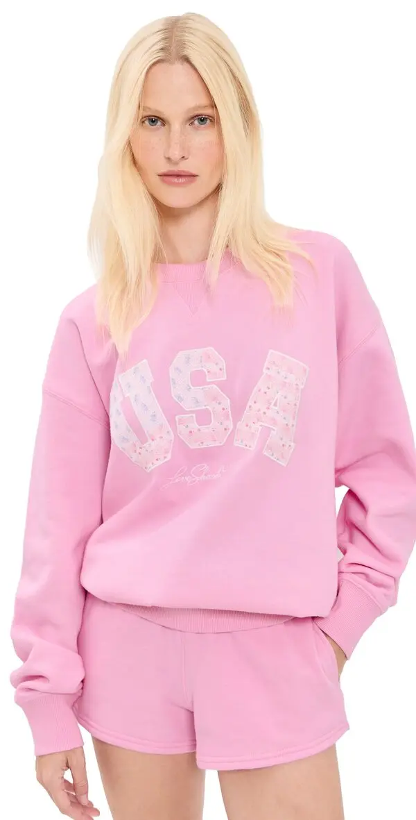 LoveShackFancy Usa Fleece Pullover - Sunbeam Pink