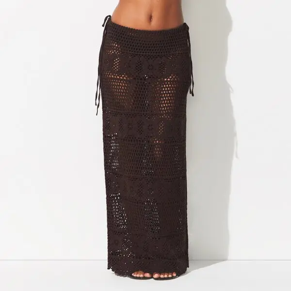 SKIMS Crochet Long Skirt | Deep Neutral | Small | Swim Cover Ups