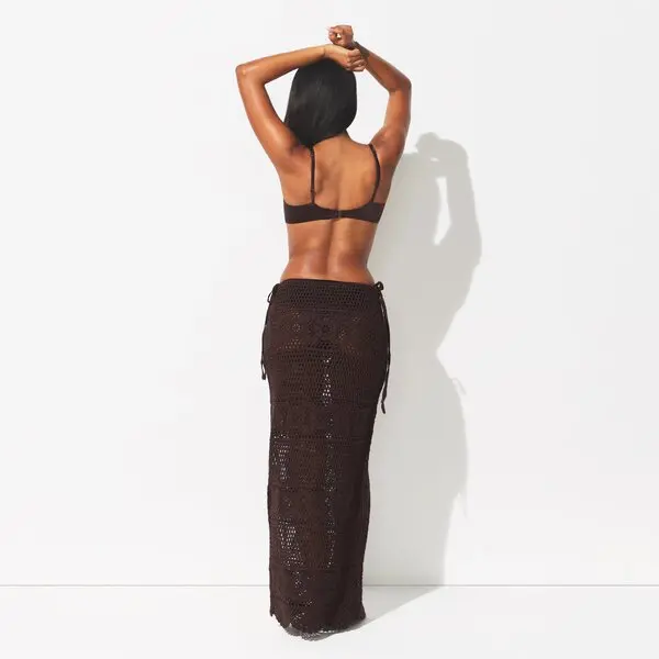 SKIMS Crochet Long Skirt | Deep Neutral | Small | Swim Cover Ups
