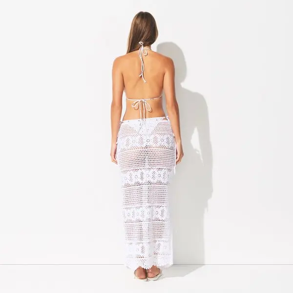 SKIMS Crochet Long Skirt | White | | Swim Cover Ups