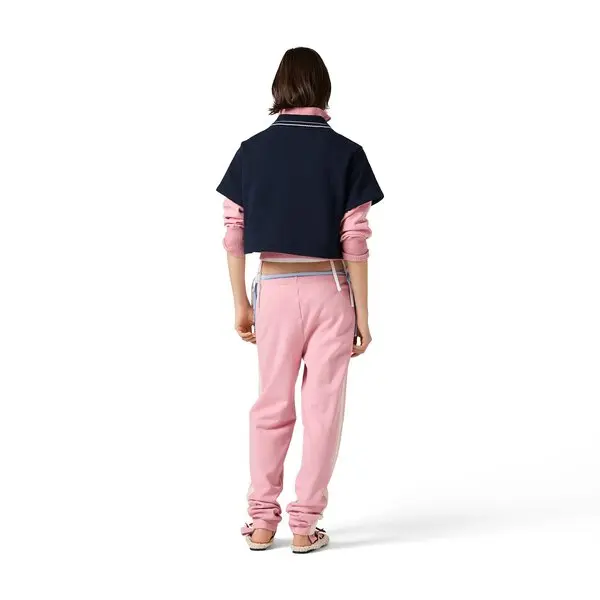 Miu Miu Cropped Cotton Fleece Sweatshirt With Polo Collar - Navy