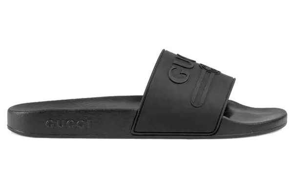 Gucci Logo Rubber Slide - Black