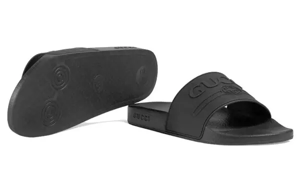 Gucci Logo Rubber Slide - Black