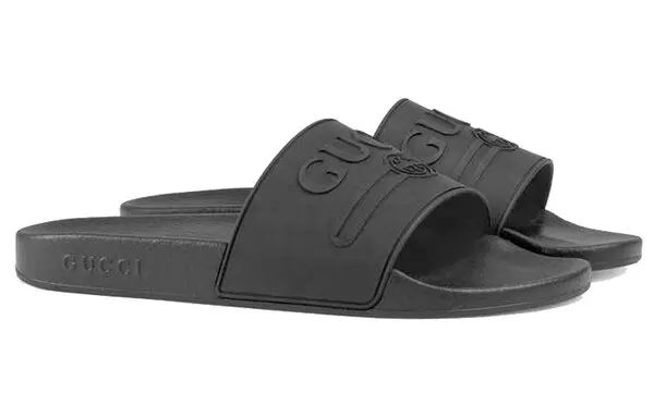 Gucci Logo Rubber Slide - Black
