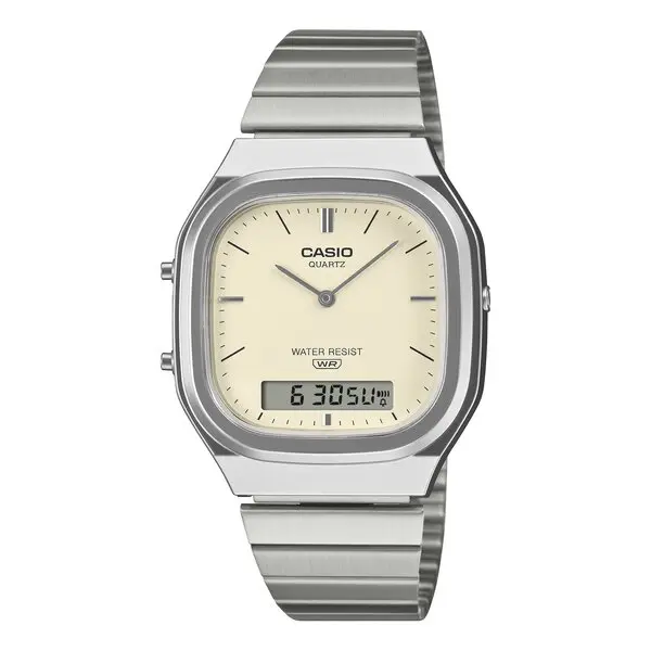 Casio Vintage Aq-240 Series Watch - Silver/yellow