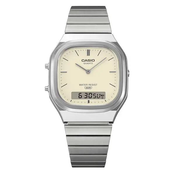 Casio Vintage Aq-240 Series Watch - Silver/yellow