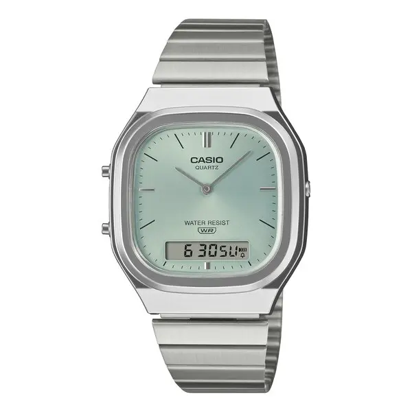 Casio Vintage Aq-240 Series Watch - Silver/turquoise