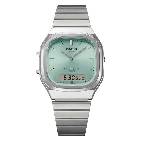 Casio Vintage Aq-240 Series Watch - Silver/turquoise