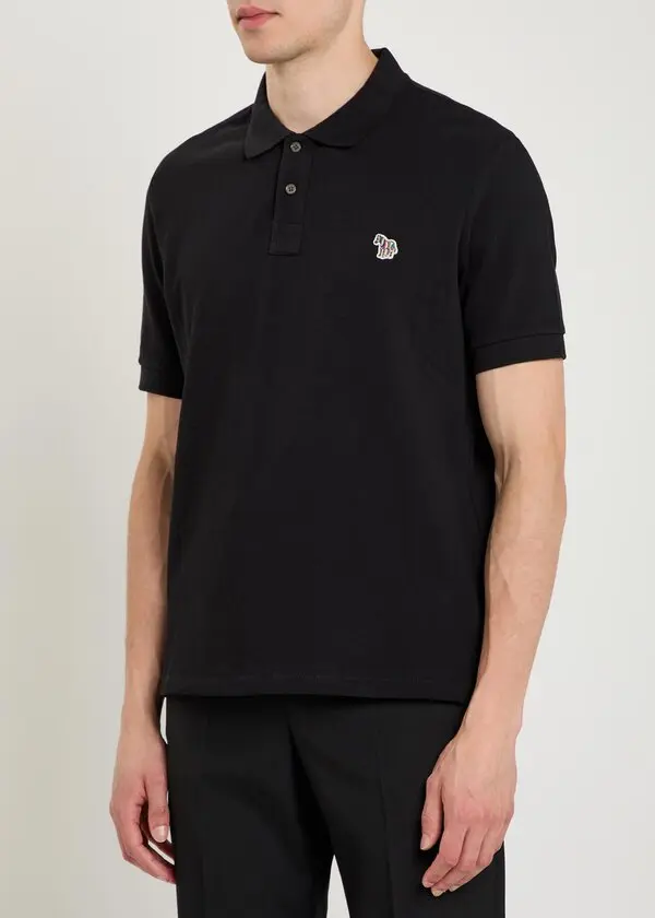 Paul Smith Appliquéd Piqué Cotton Polo Shirt - Black