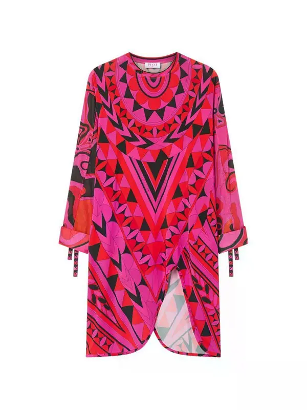 Emilio Pucci Manuba Print Long-sleeve Viscose Crepe Dress - Pink