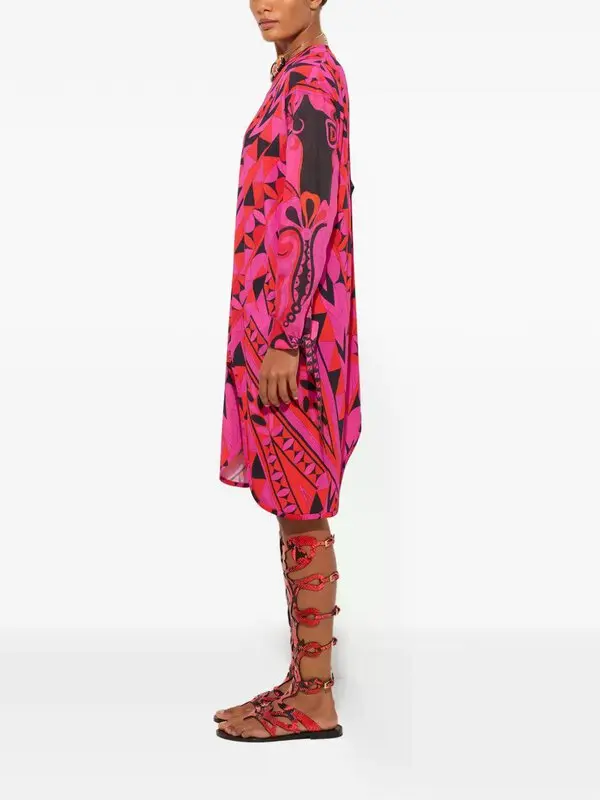 Emilio Pucci Manuba Print Long-sleeve Viscose Crepe Dress