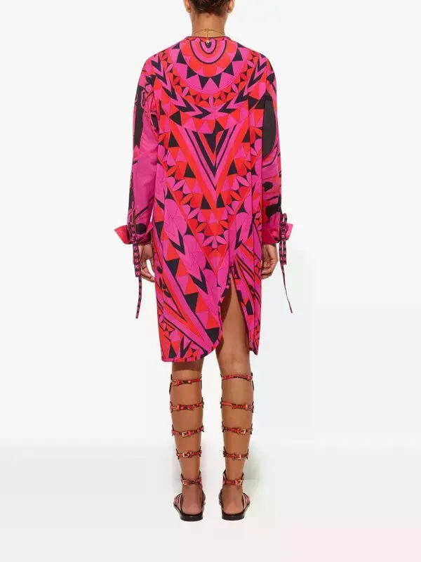 Emilio Pucci Manuba Print Long-sleeve Viscose Crepe Dress