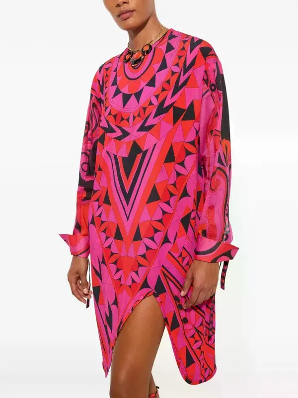 Emilio Pucci Manuba Print Long-sleeve Viscose Crepe Dress