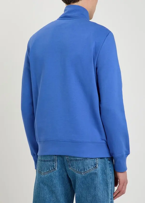 Paul Smith Appliquéd Half-zip Cotton Sweatshirt - Blue