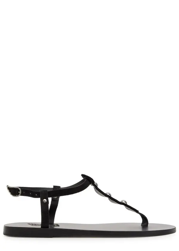 ANCIENT GREEK SANDALS Ilida Studded Suede Sandals - Black