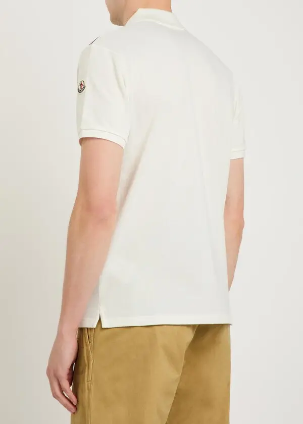 Moncler Logo-appliquéd Piqué Cotton Polo Shirt - White