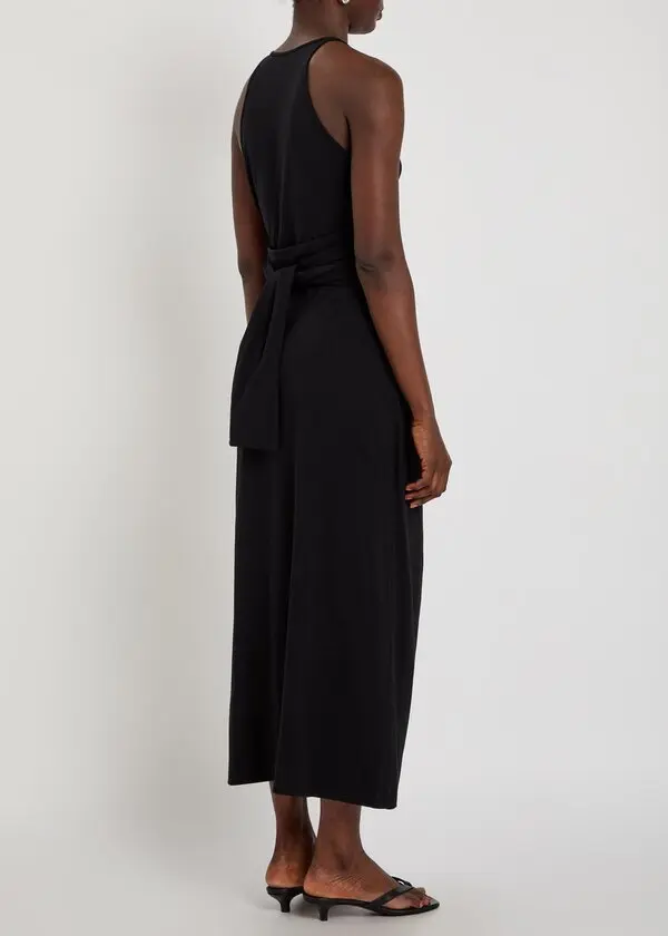 Another Tomorrow Sarong-effect Jersey Midi Dress