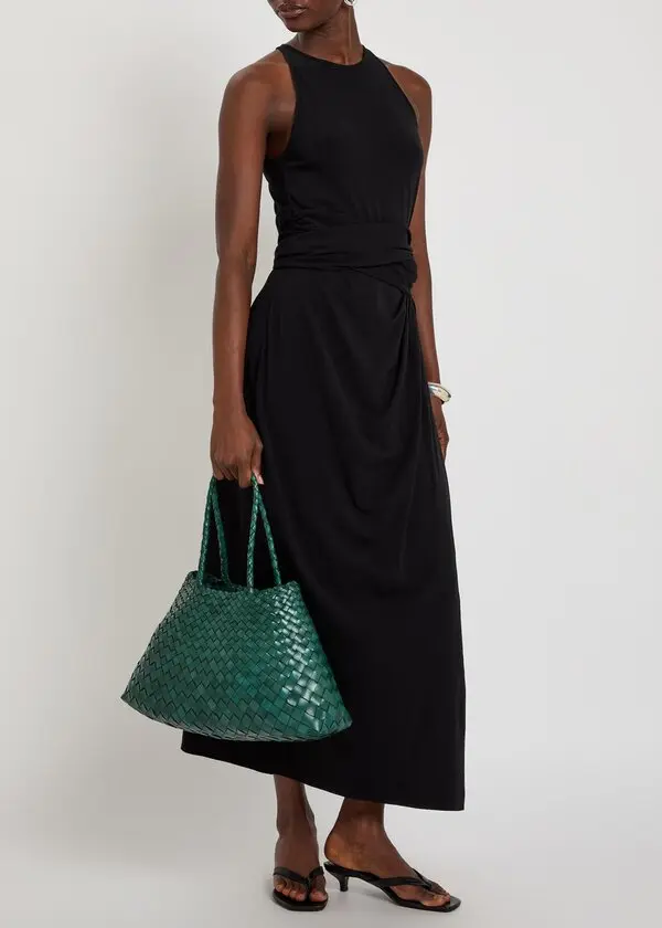 Another Tomorrow Sarong-effect Jersey Midi Dress