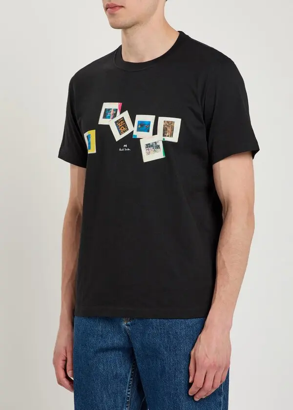 Paul Smith Slides Printed Cotton T-shirt - Black
