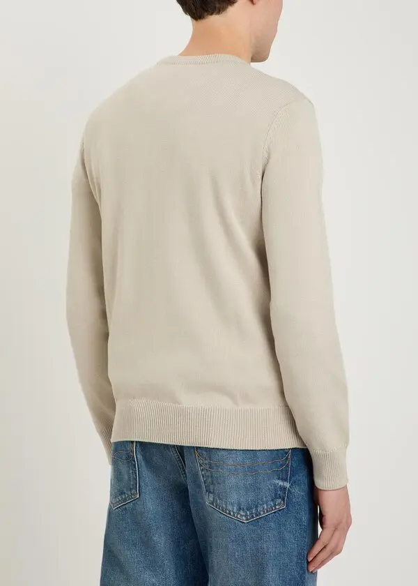 Emporio Armani Logo Embroidered Cotton-knit Jumper